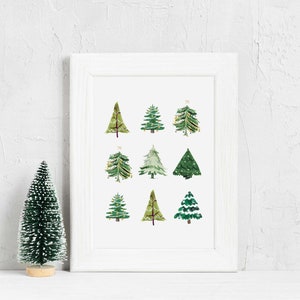 Christmas Tree Art Print, Printable Holiday Decor, Watercolor Christmas ...