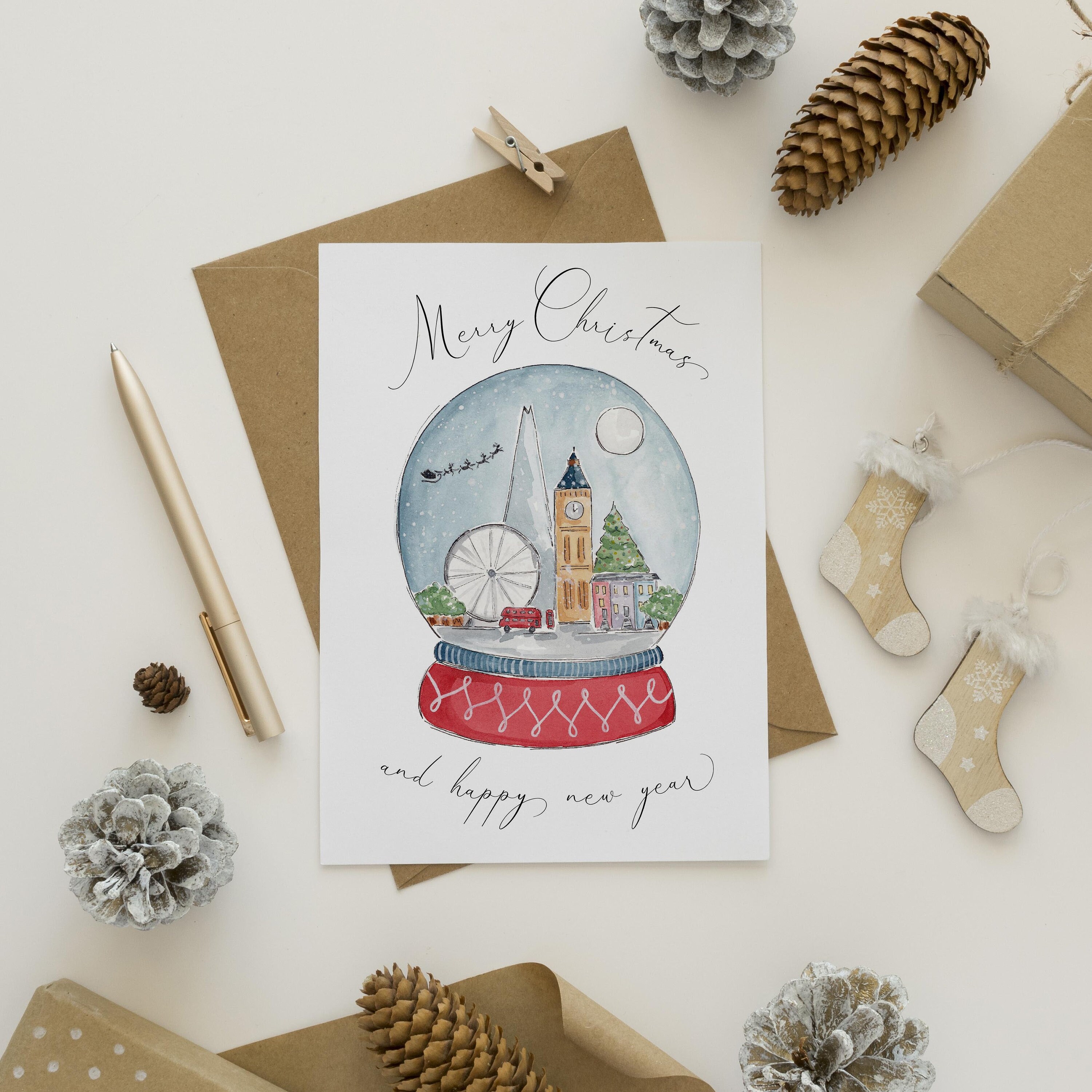 Christmas London England Holiday Card, Printable Holiday Card ...