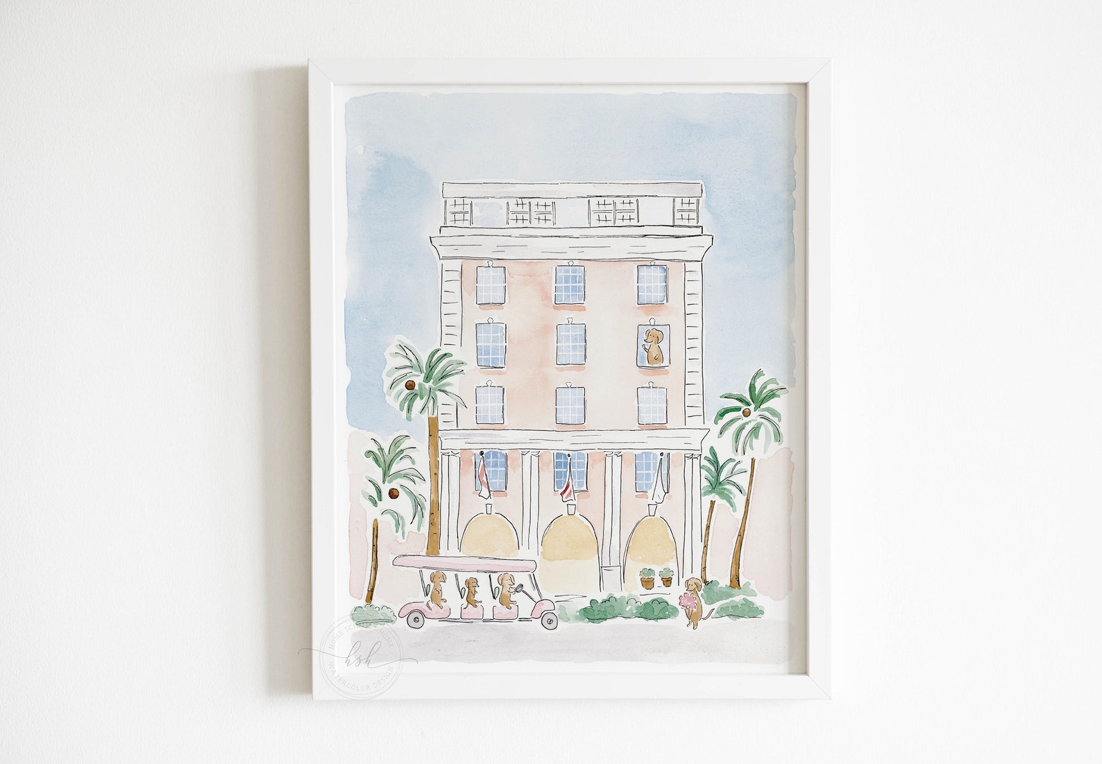 Summer pink hotel print Palm Beach summer decor tropical | Etsy