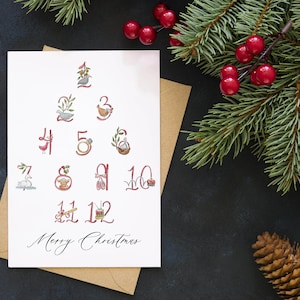 12 Days of Christmas Holiday Card, Printable Holiday Card, Cute ...