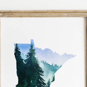 Minnesota Print Watercolor Map Art, Minnesota Home Decor, Housewarming ...