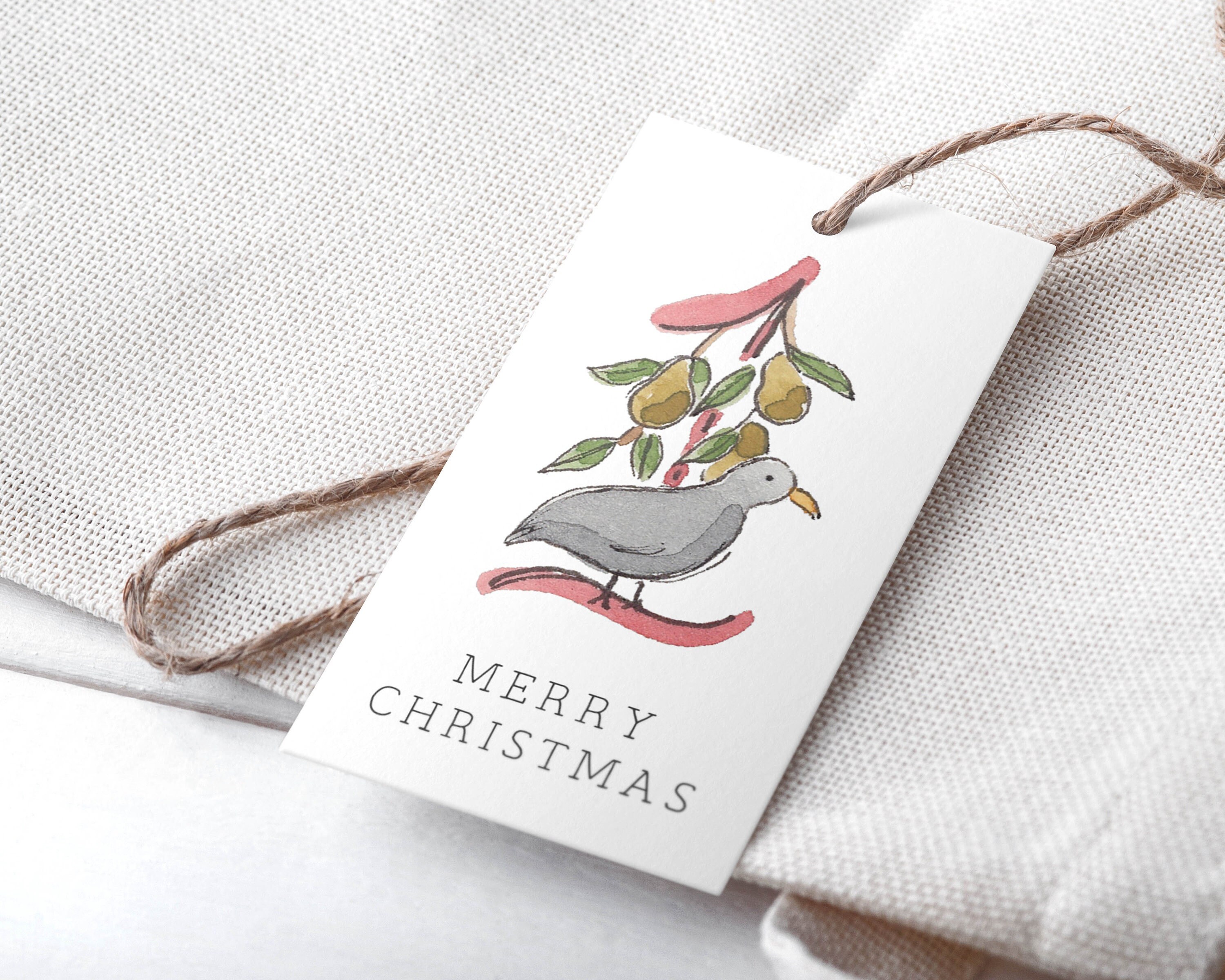 12 Days of Christmas Gift Tags, Set of Holiday Tags, Watercolor ...