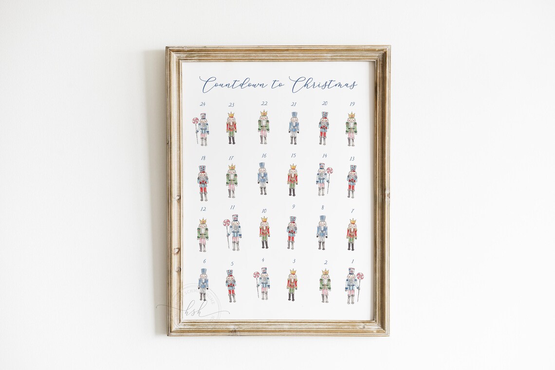 Nutcracker Advent Calendar Cute Christmas Countdown Print - Etsy