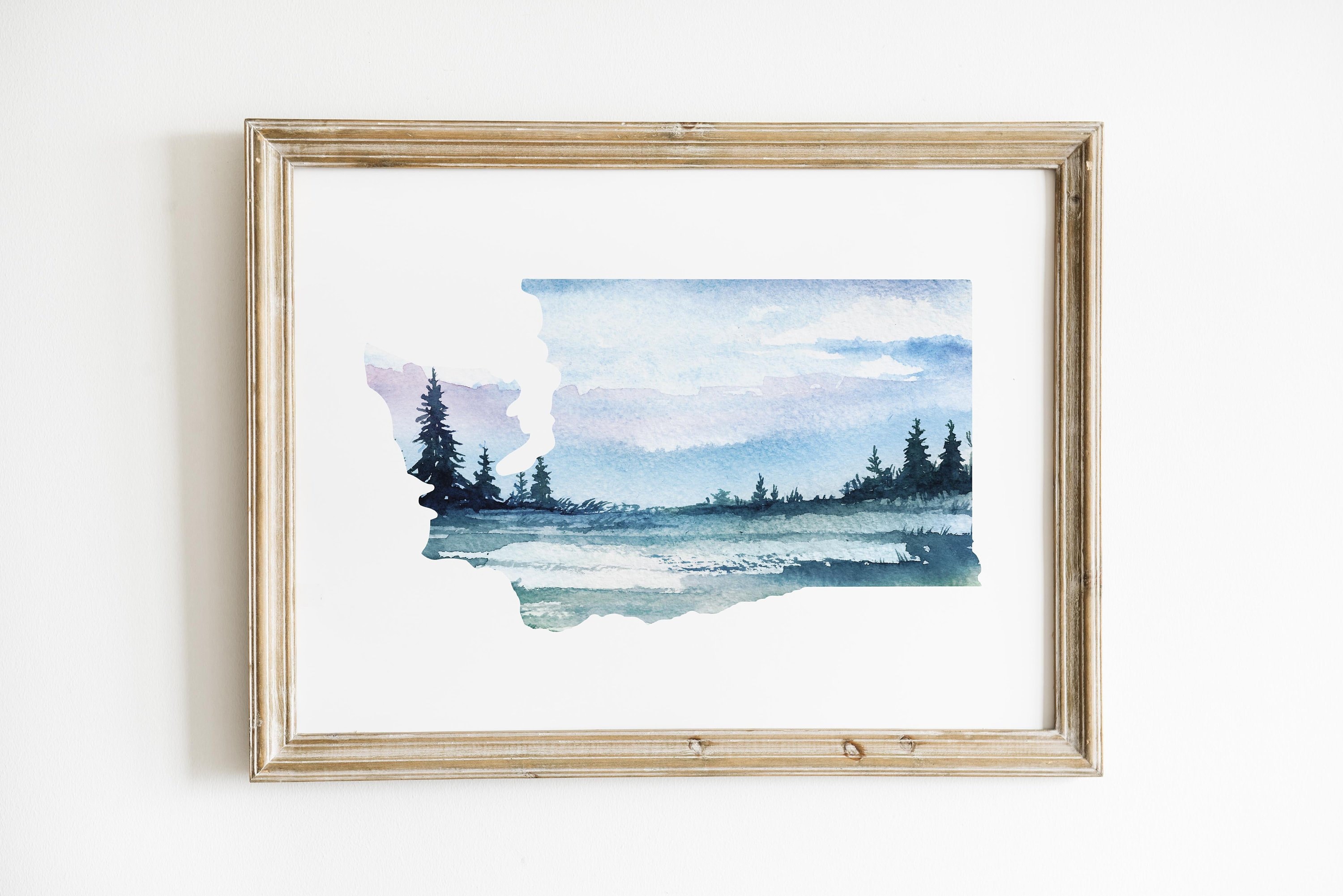 Washington State Art Print Watercolor Washington Art - Etsy