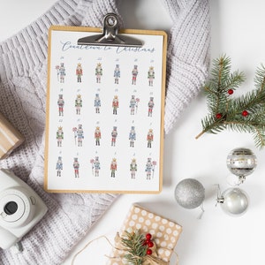 Nutcracker Advent Calendar, Cute Christmas Countdown Print, Watercolor ...