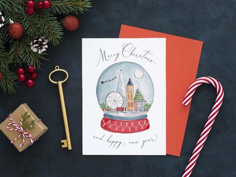 Christmas London England Holiday Card, Printable Holiday Card ...