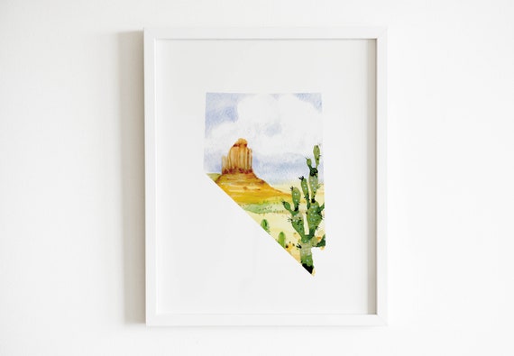Nevada State Art Watercolor Print Nevada Watercolor Painting | Etsy