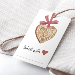 Printable Christmas Baked With Love Homemade Gift Tags - Etsy