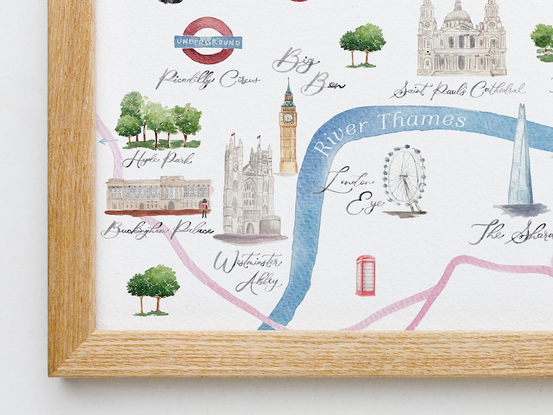 London Watercolor Map Print Illustrated Map Print PRINTABLE | Etsy