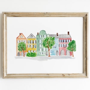Rainbow Row Watercolor Wall Art, Charleston Art Print, Charleston South ...