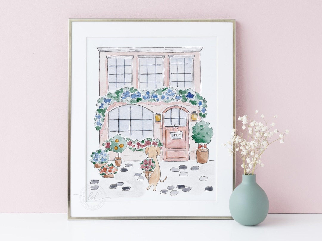 Watercolor Flower Shop Spring Decor, Spring Floral Art Print, Floral ...