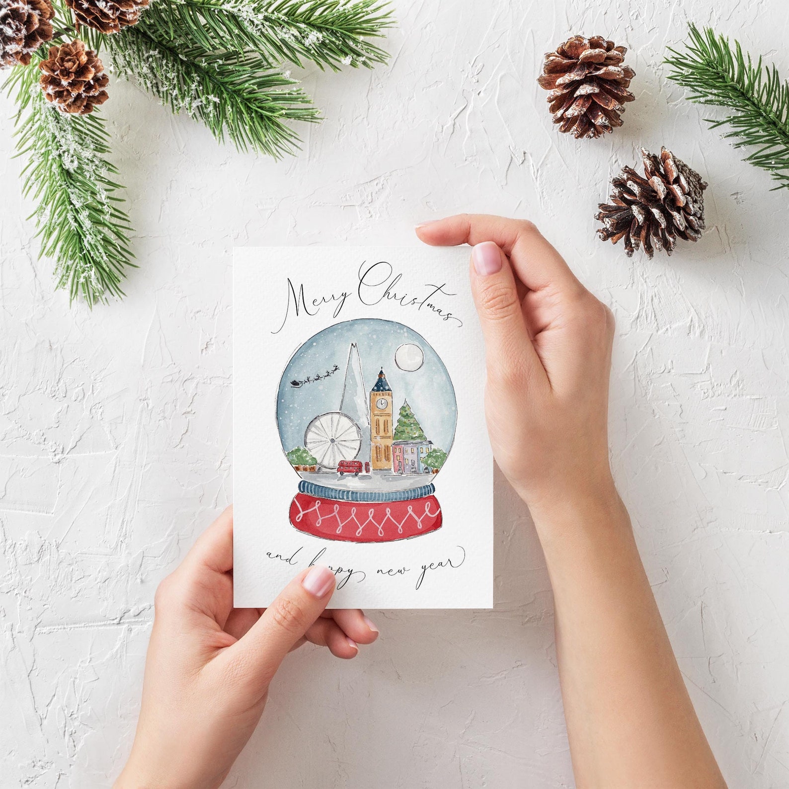 Christmas London England Holiday Card, Printable Holiday Card ...
