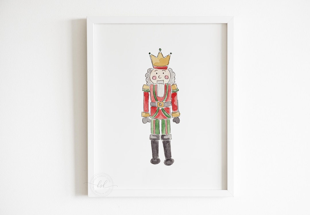 Red and Green Nutcracker Art Print, Christmas Nutcracker Holiday ...