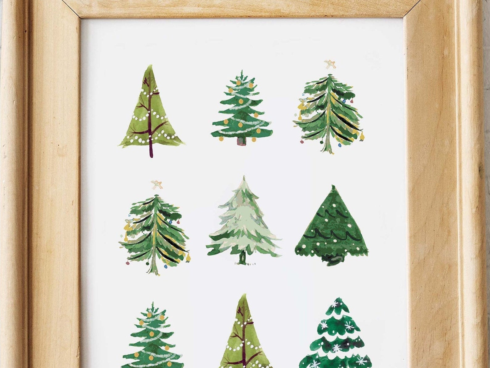 Christmas Tree Art Print Printable Holiday Decor Watercolor - Etsy