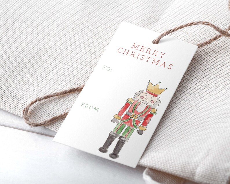 Cute Nutcracker Christmas Gift Tags, Set of Holiday Tags, Watercolor ...