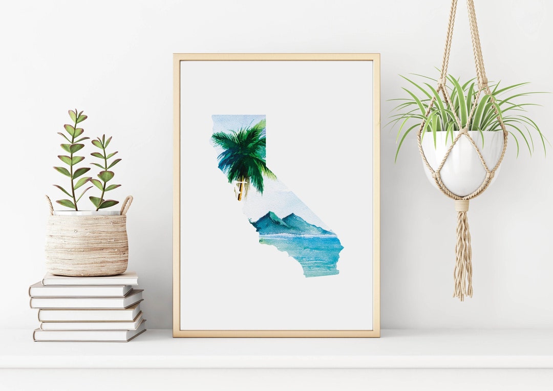 Watercolor California State Art Print Printable Wall Art - Etsy