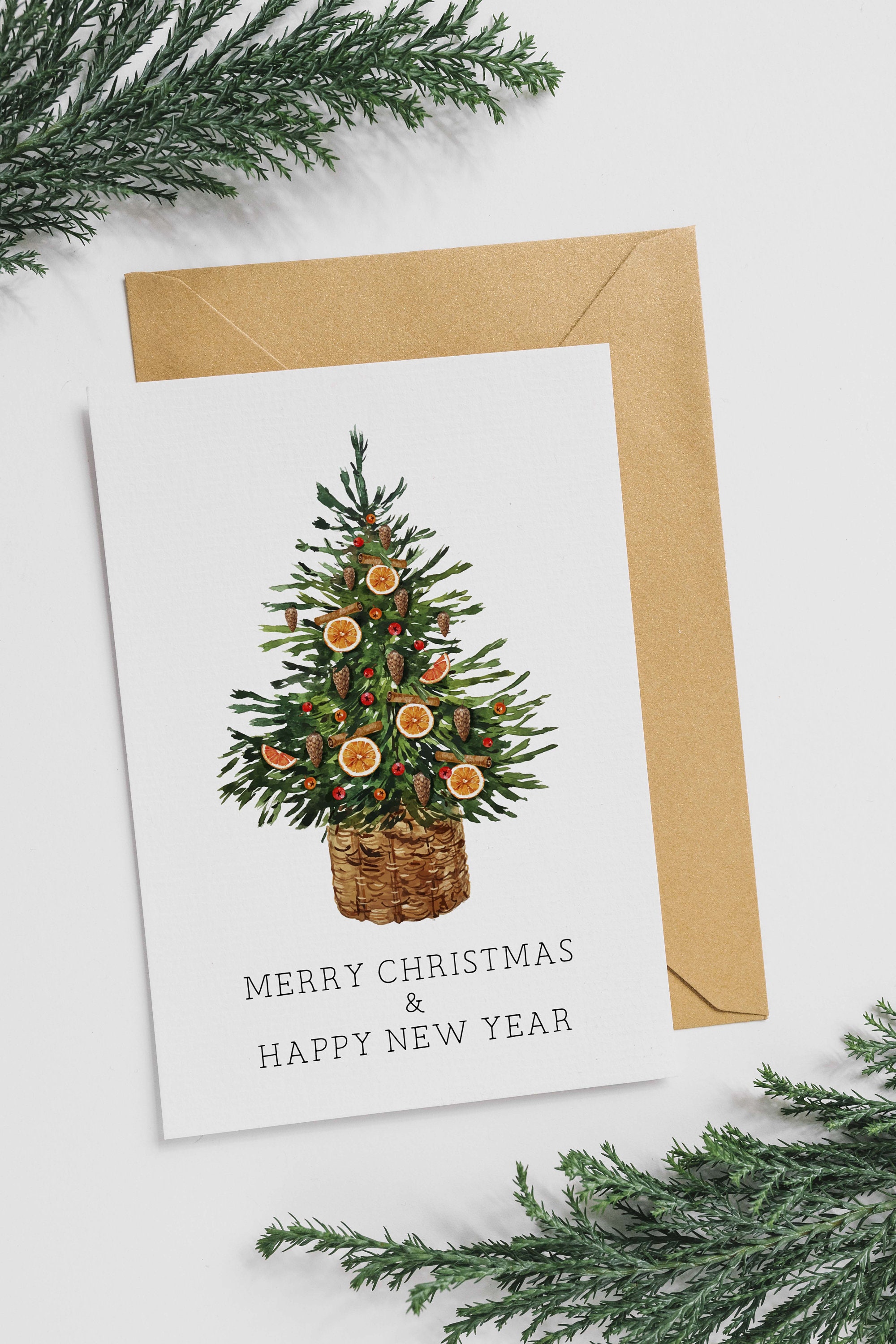 Watercolor Christmas Tree Card Holiday Card Watercolor - Etsy