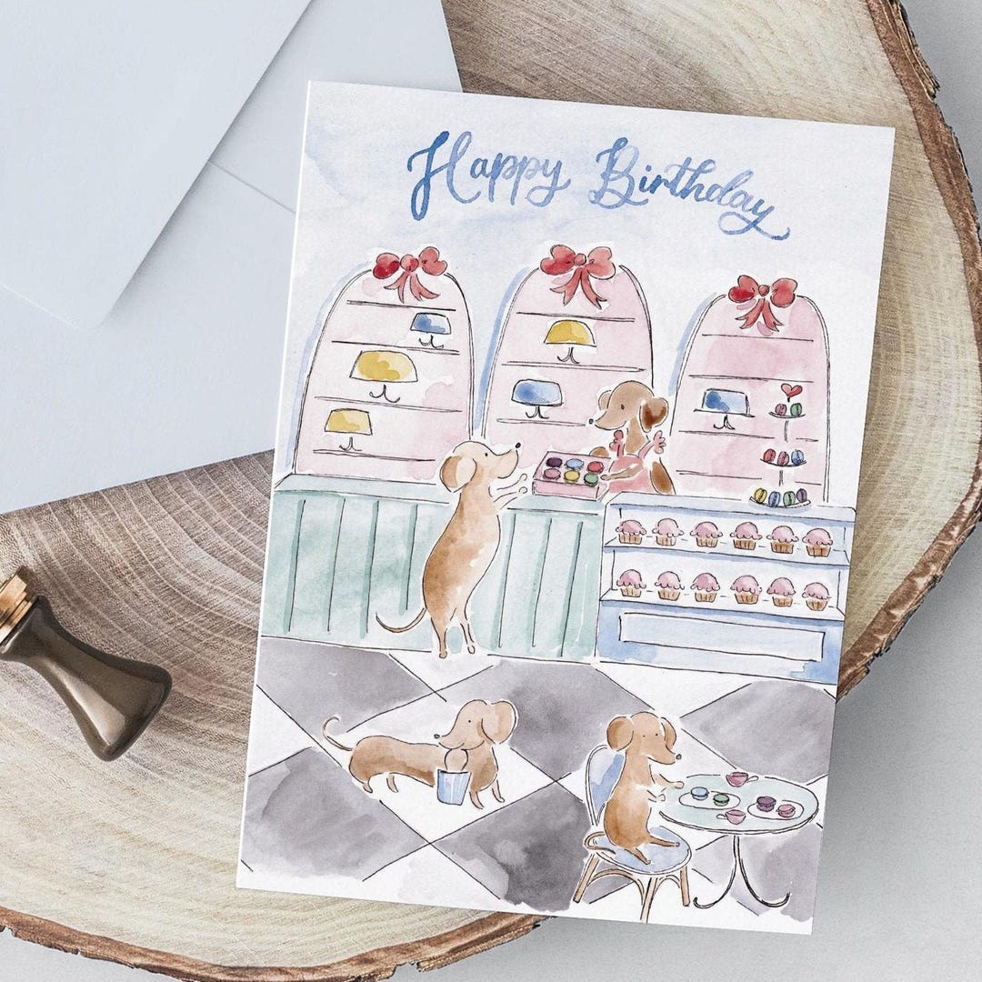 Cute Dog Birthday Card - Printable Card for Dog Lover Gift, Digital ...