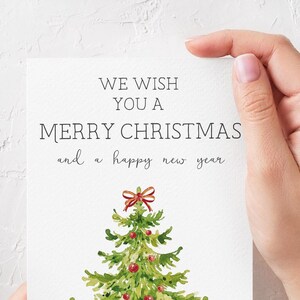 Printable Christmas Tree Card, Printable Holiday Card, Watercolor ...