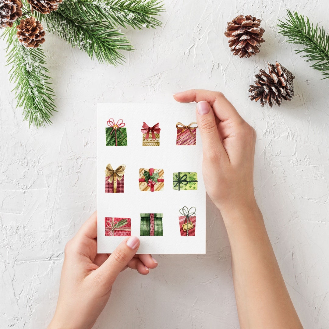 Christmas Gifts Christmas Card, Printable Holiday Card, Watercolor ...