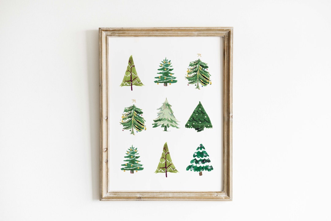 Christmas Tree Art Print, Printable Holiday Decor, Watercolor Christmas ...