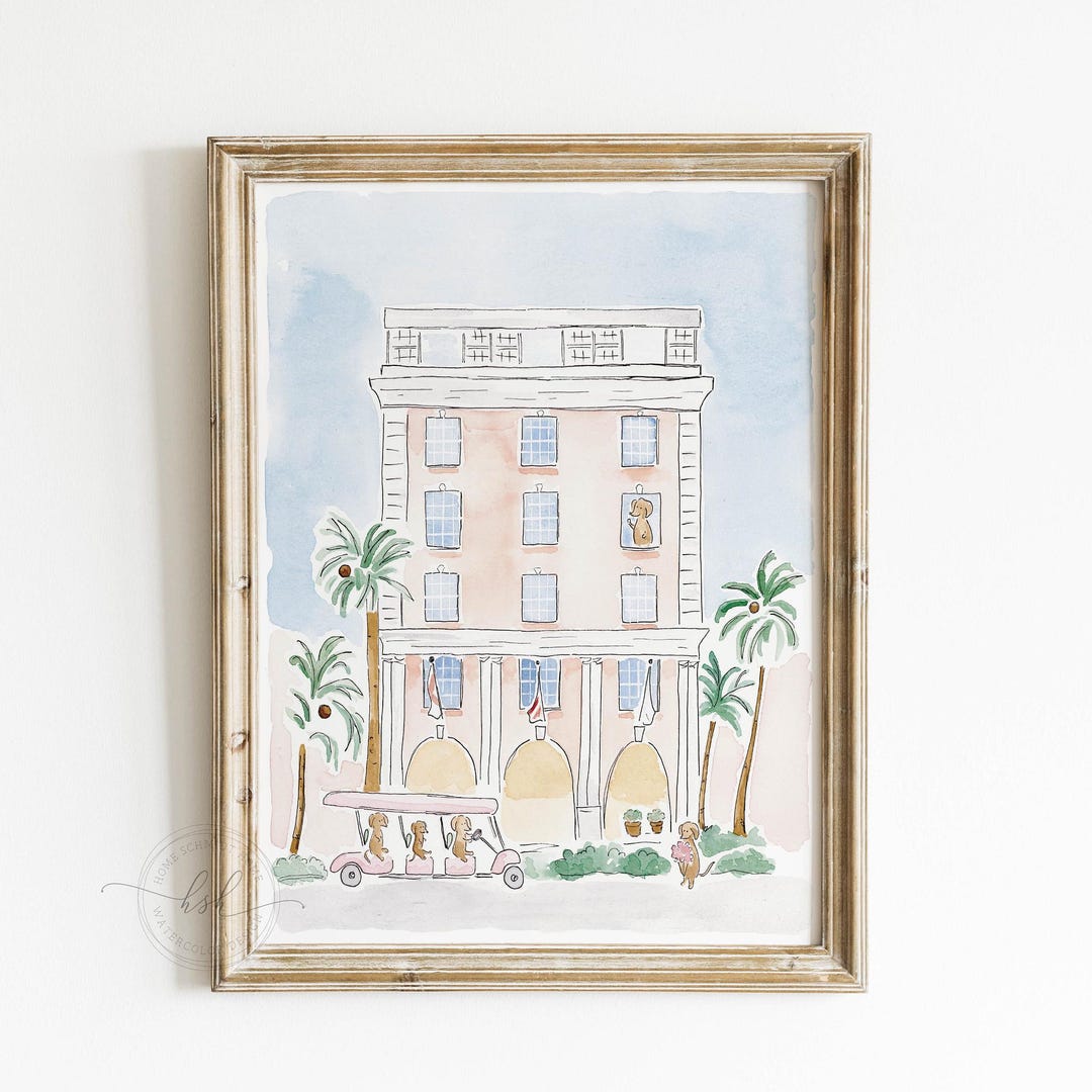 Summer Pink Hotel Print, Palm Beach Travel Print, Summer Decor ...