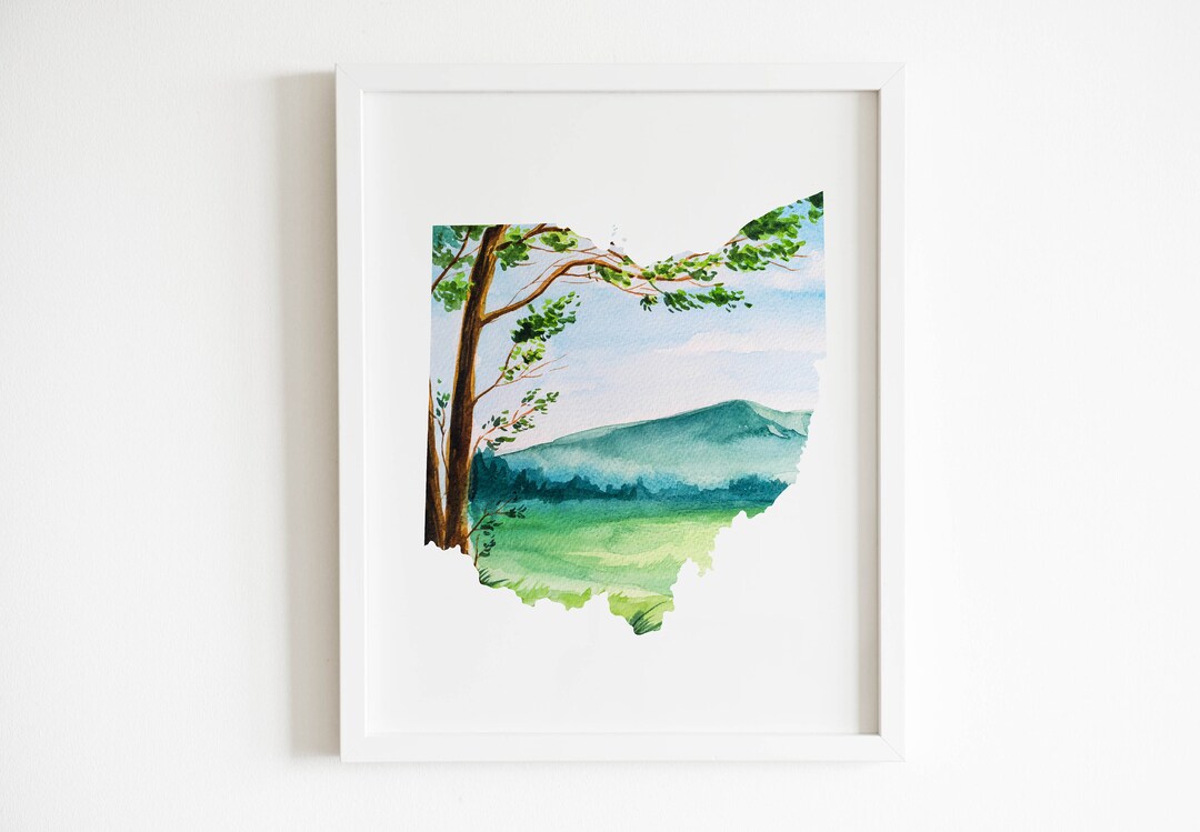 Ohio Watercolor Map Print, State Art Painting, Home State Gift, Ohio ...