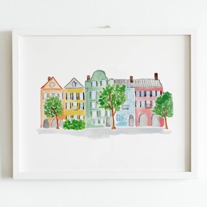 Rainbow Row Watercolor Wall Art, Charleston Art Print, Charleston South ...