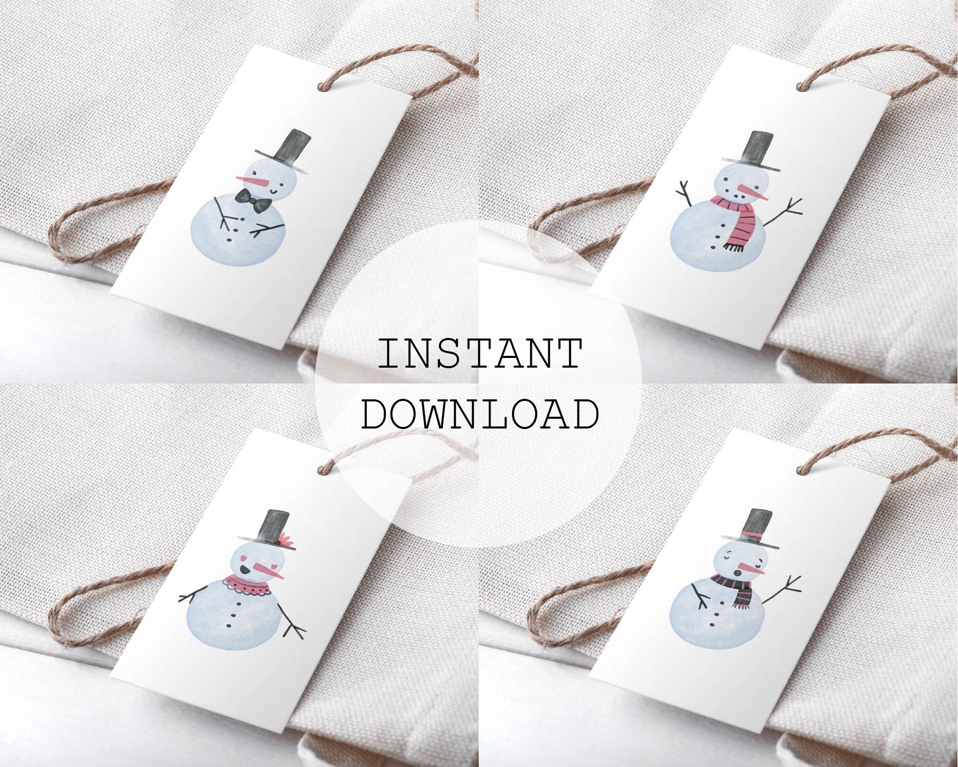 Christmas Snowman Gift Tags Printable Holiday Tags Printable | Etsy