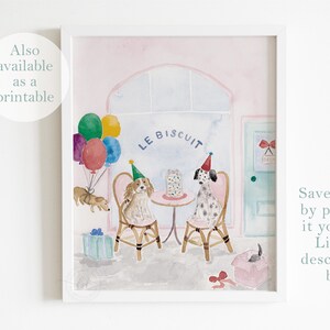 Dog Birthday Party Art Print, Watercolor Dog Cafe Print, Whimsical ...