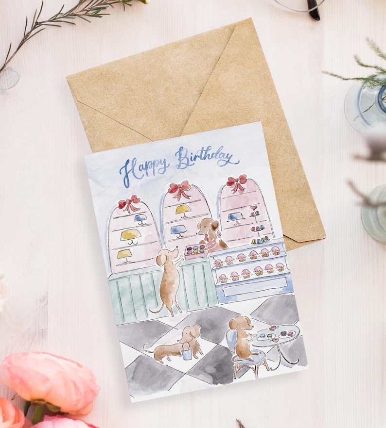 Cute Dog Birthday Card - Printable Card for Dog Lover Gift, Digital ...