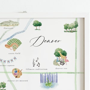 Denver Colorado Watercolor Map Print, Denver Map Art, Illustrated City ...