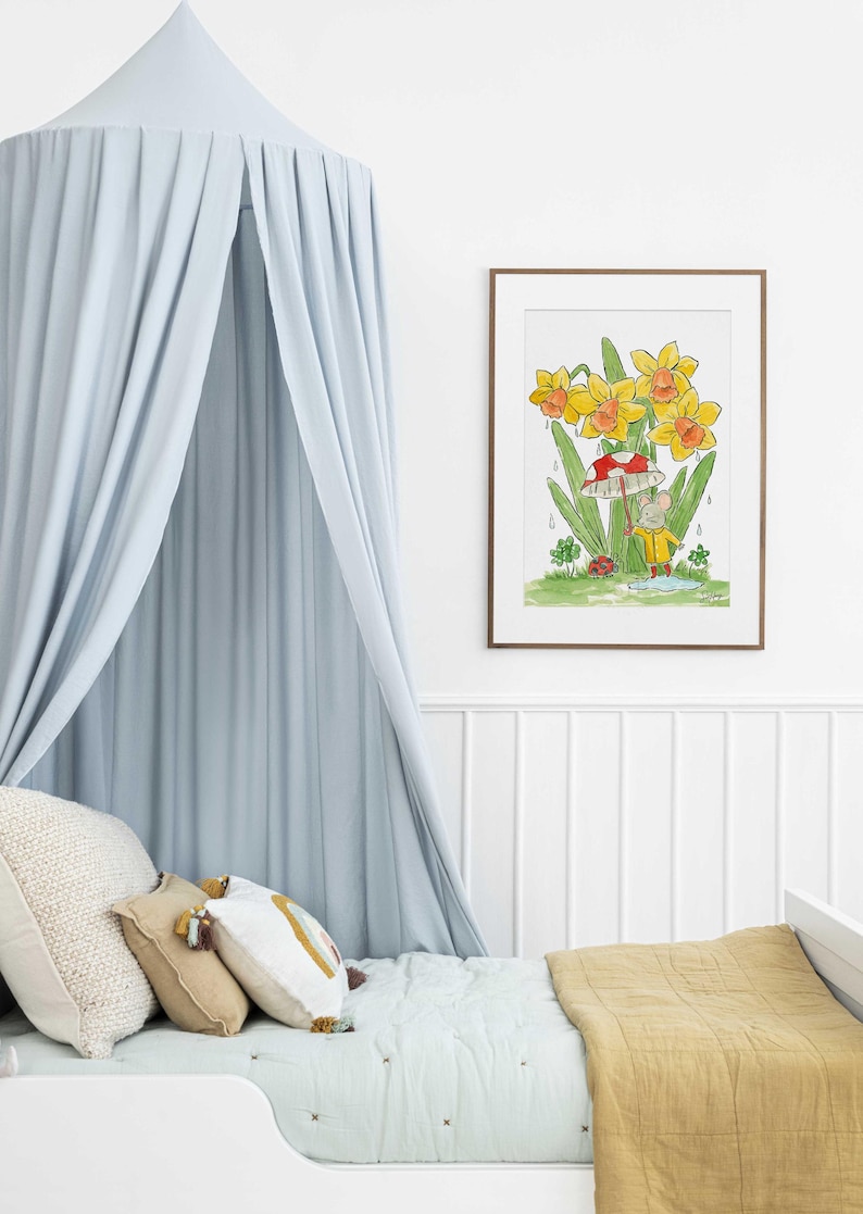 Watercolor Mouse Nursery Print, Whimsical Garden Wall Art (digital ...