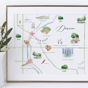 Denver Colorado Watercolor Map Print, Denver Map Art, Illustrated City ...
