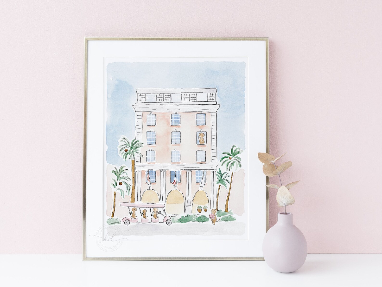 Summer pink hotel print Palm Beach summer decor tropical | Etsy