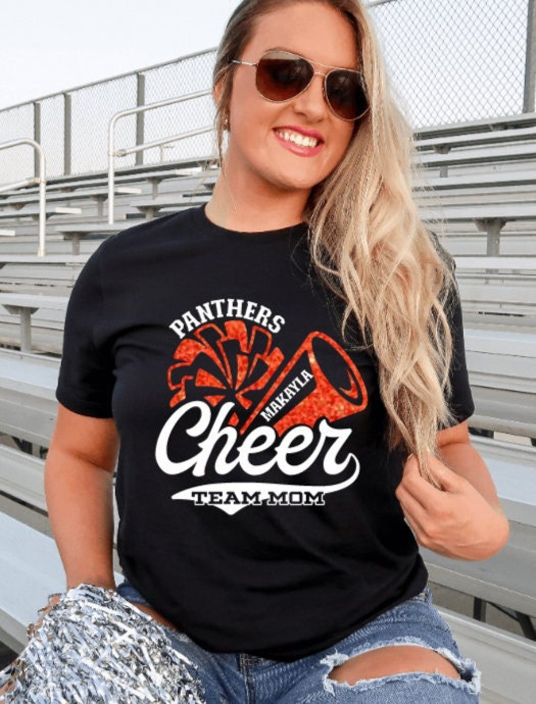 Cheer Team Mom Shirt,glitter Cheer Team Mom Shirt,cheer Team Mom Tee ...