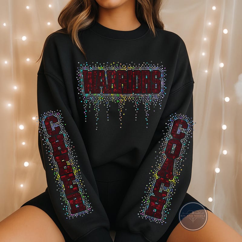 Rhinestones Hoodie Cheer - Etsy