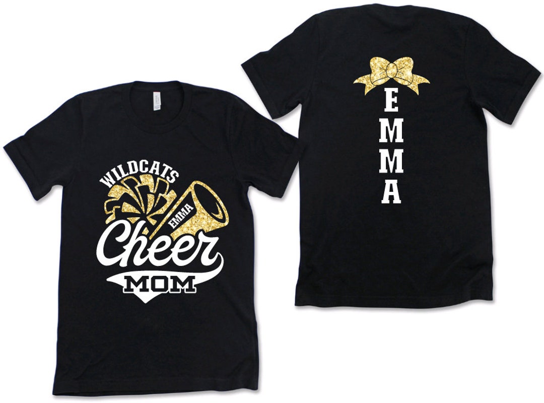 Cheer Mom Shirt,rear Bow and Name,glitter Cheer Mom Shirt,cheer Mom Tee ...