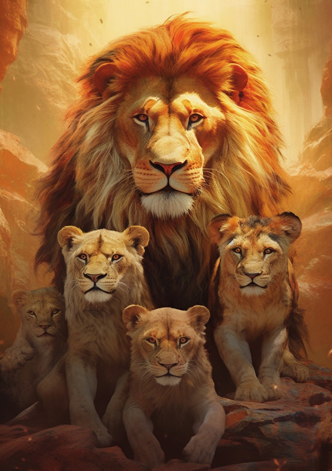Guardian's Legacy - Male Lion and Cubs #7 Digital Print - Etsy