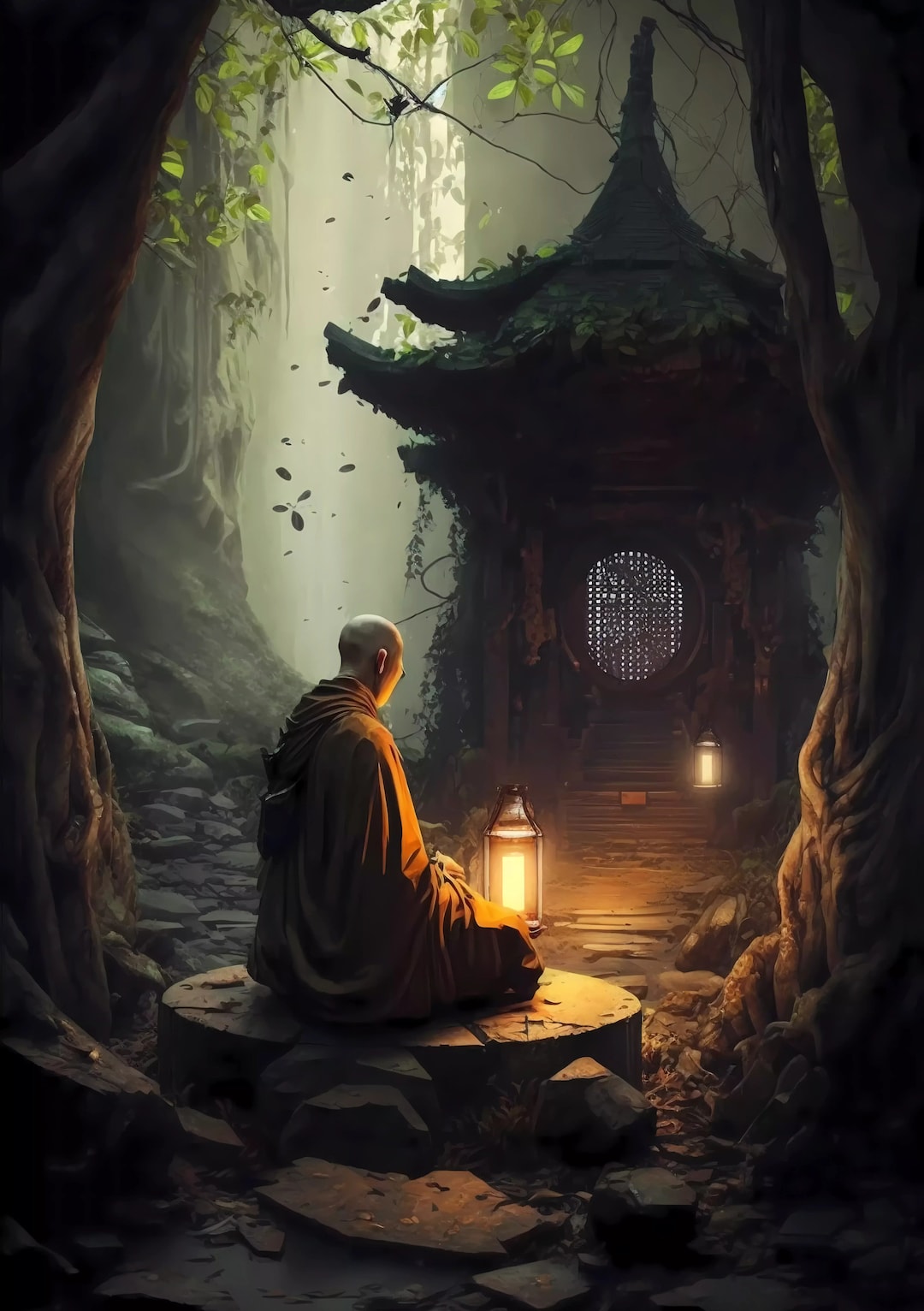 Zen Monk Forest Temple #1 Digital Print. - Etsy