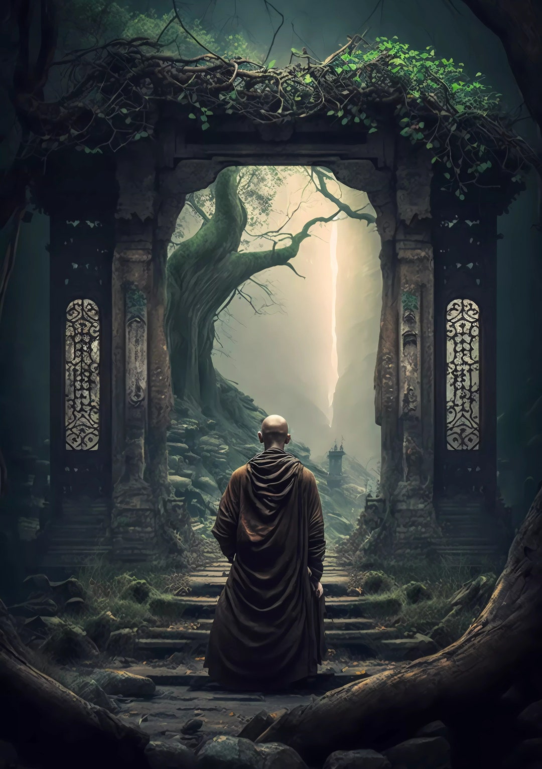 Zen Monk Forest Temple #2 Digital Print. - Etsy