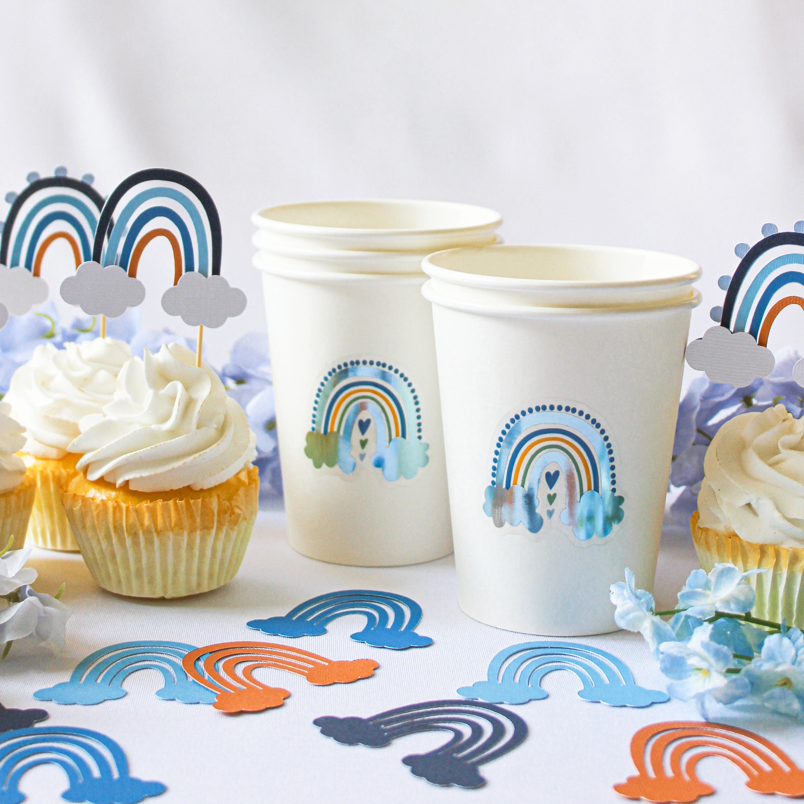 Boho Cups/boho Rainbow Cups/blue Boho Cups/blue Boho Birthday Party ...