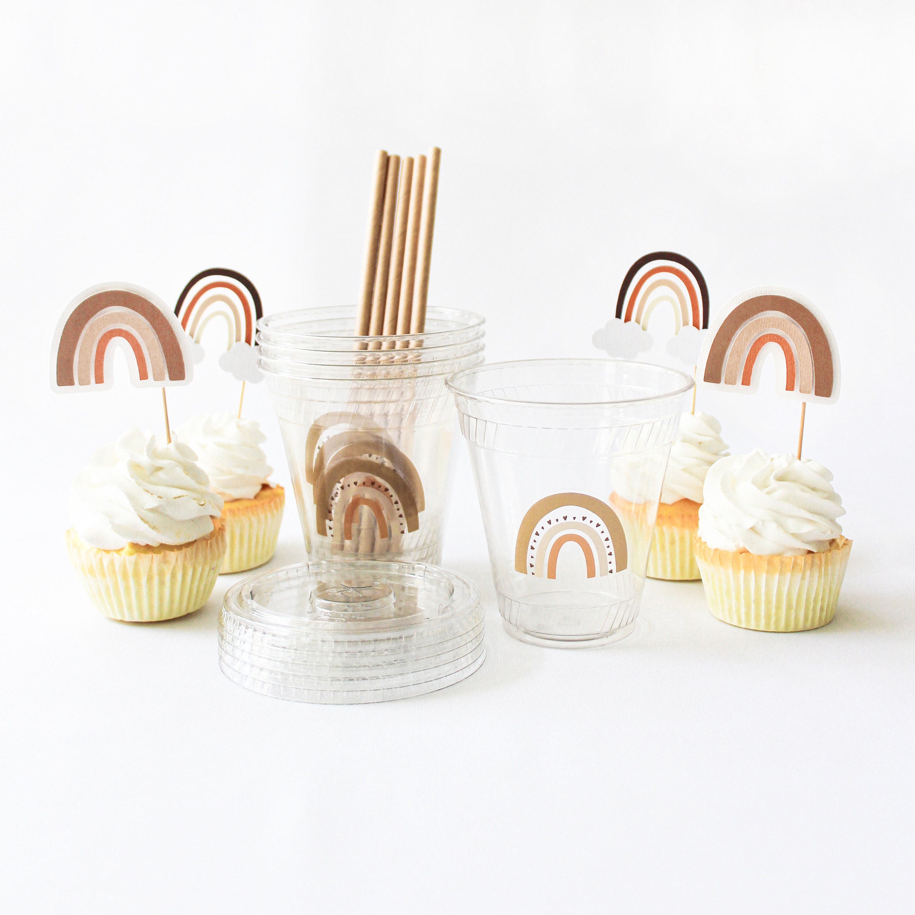 Boho Cups/boho Rainbow Cups/brown Boho Cups/brown Boho Birthday Party ...