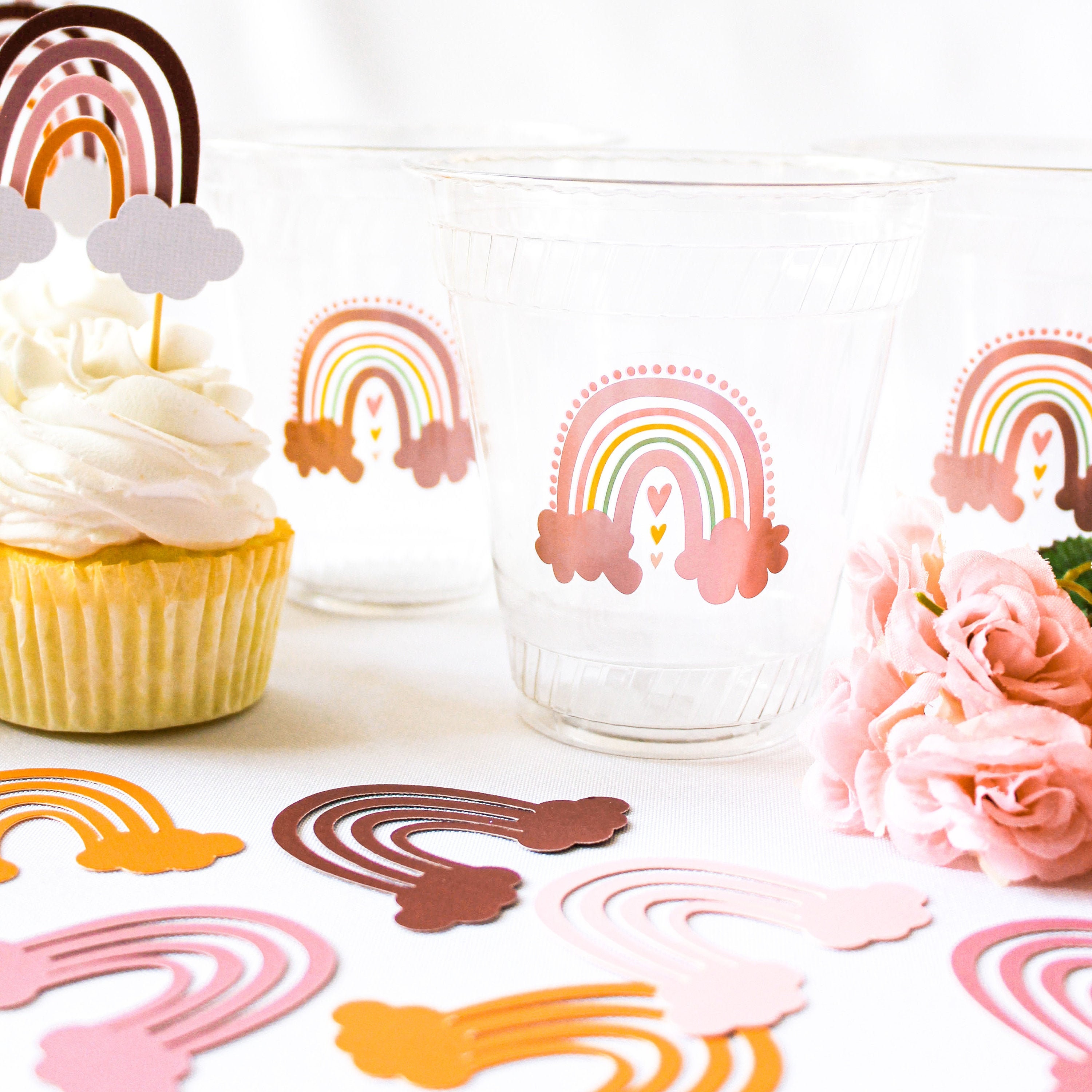 Boho Cups/boho Rainbow Cups/pink Boho Cups/pink Boho Birthday - Etsy