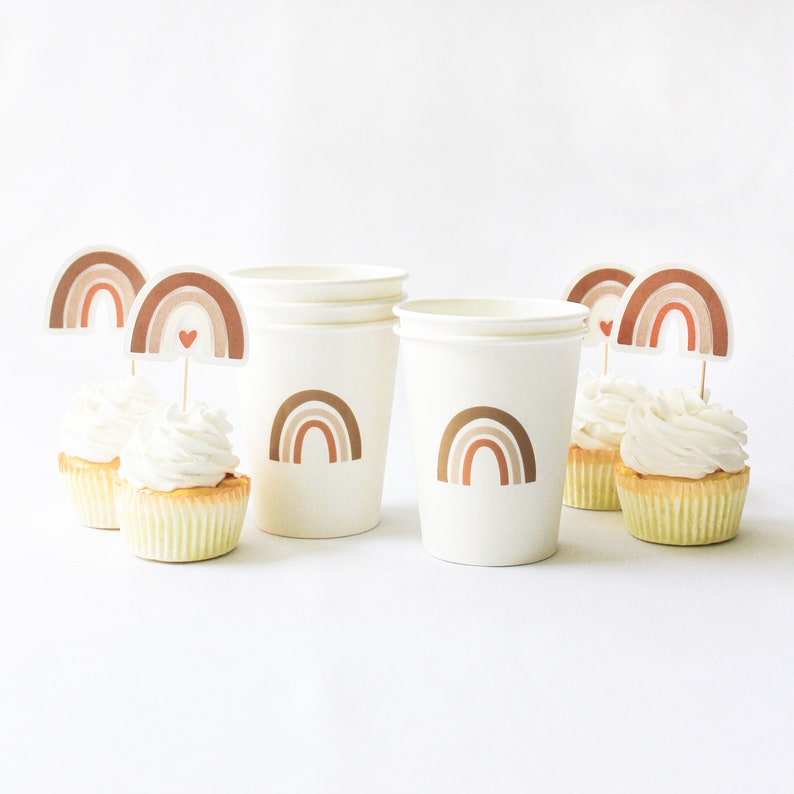 Boho Cups/boho Rainbow Cups/brown Boho Cups/brown Boho Birthday Party ...