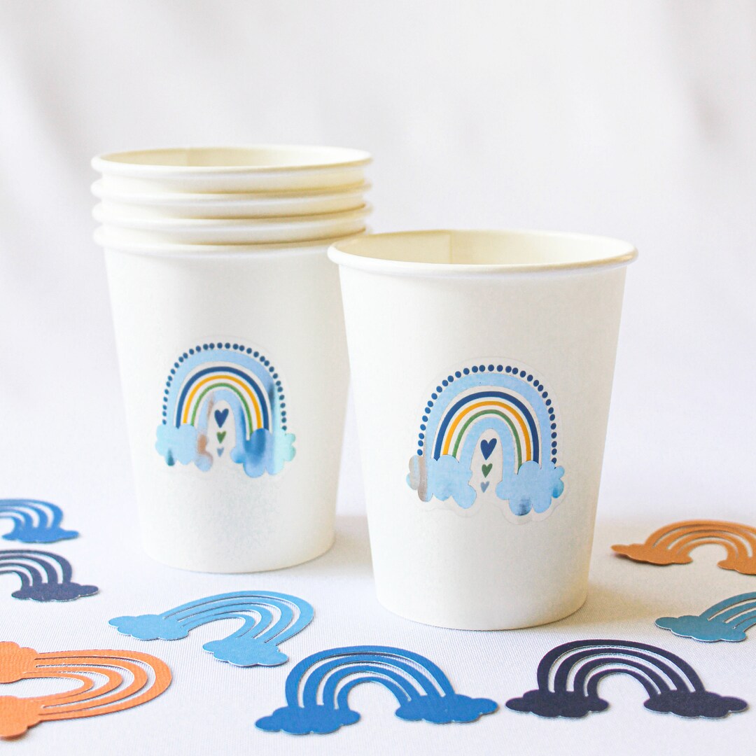 Boho Cups/boho Rainbow Cups/blue Boho Cups/blue Boho Birthday Party ...