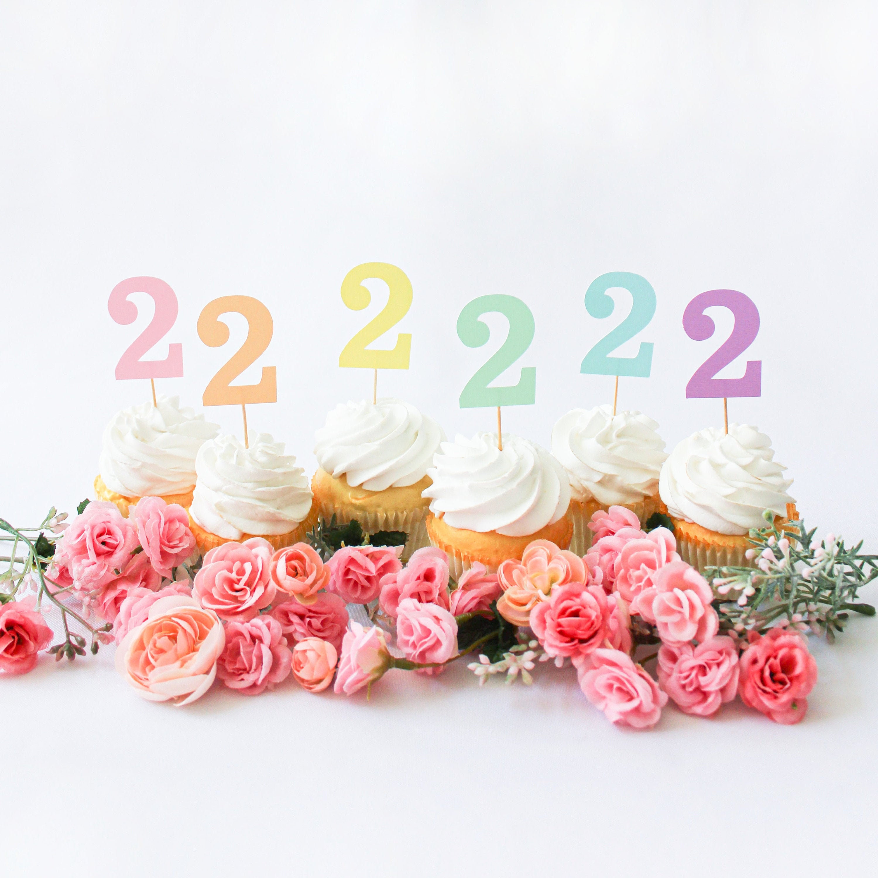 2nd Pastel Birthday Party/two Cupcake Topper/pastel 2 Cupcake Topper ...