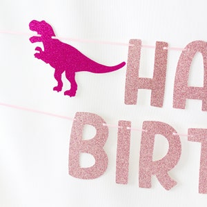 Pink Dinosaur Happy Birthday Banner/dinosaur Birthday Banner/pink ...