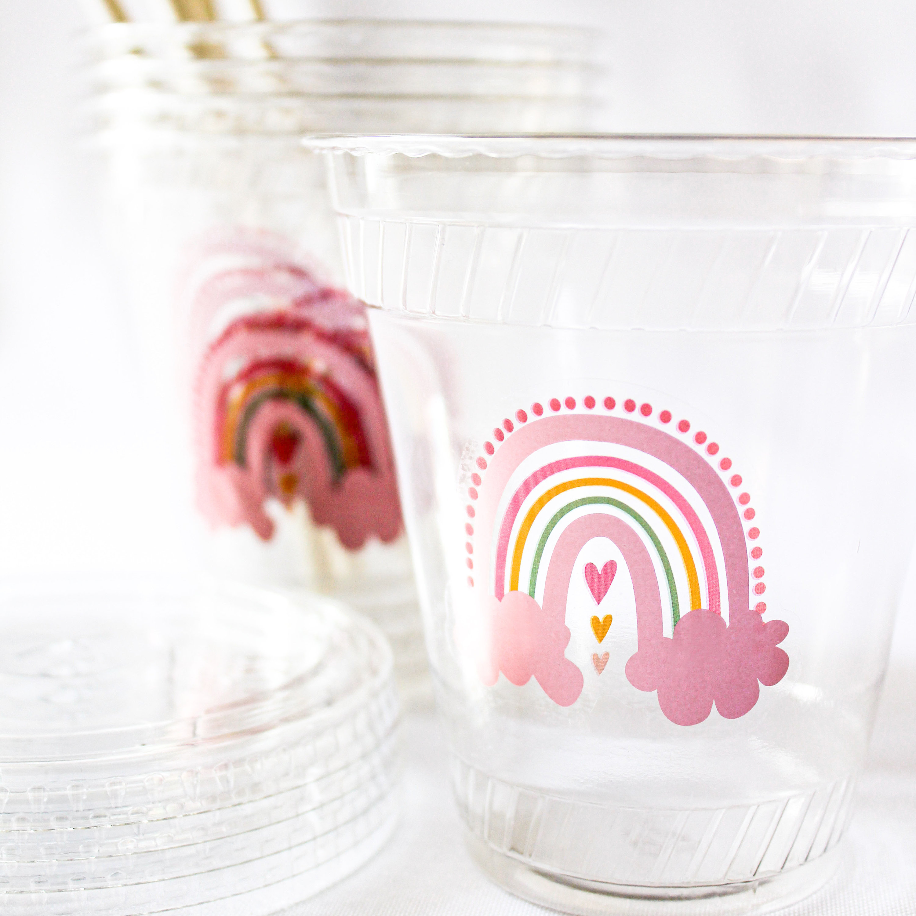 Boho Cups/boho Rainbow Cups/pink Boho Cups/pink Boho Birthday Party ...