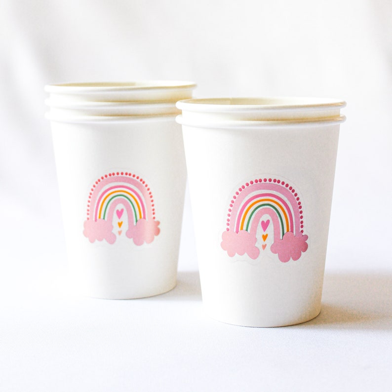 Boho Cups/boho Rainbow Cups/pink Boho Cups/pink Boho Birthday Party ...